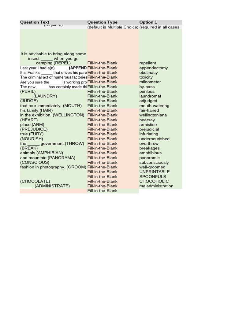QuizizzSampleSpreadsheetUpdated_v2 | PDF