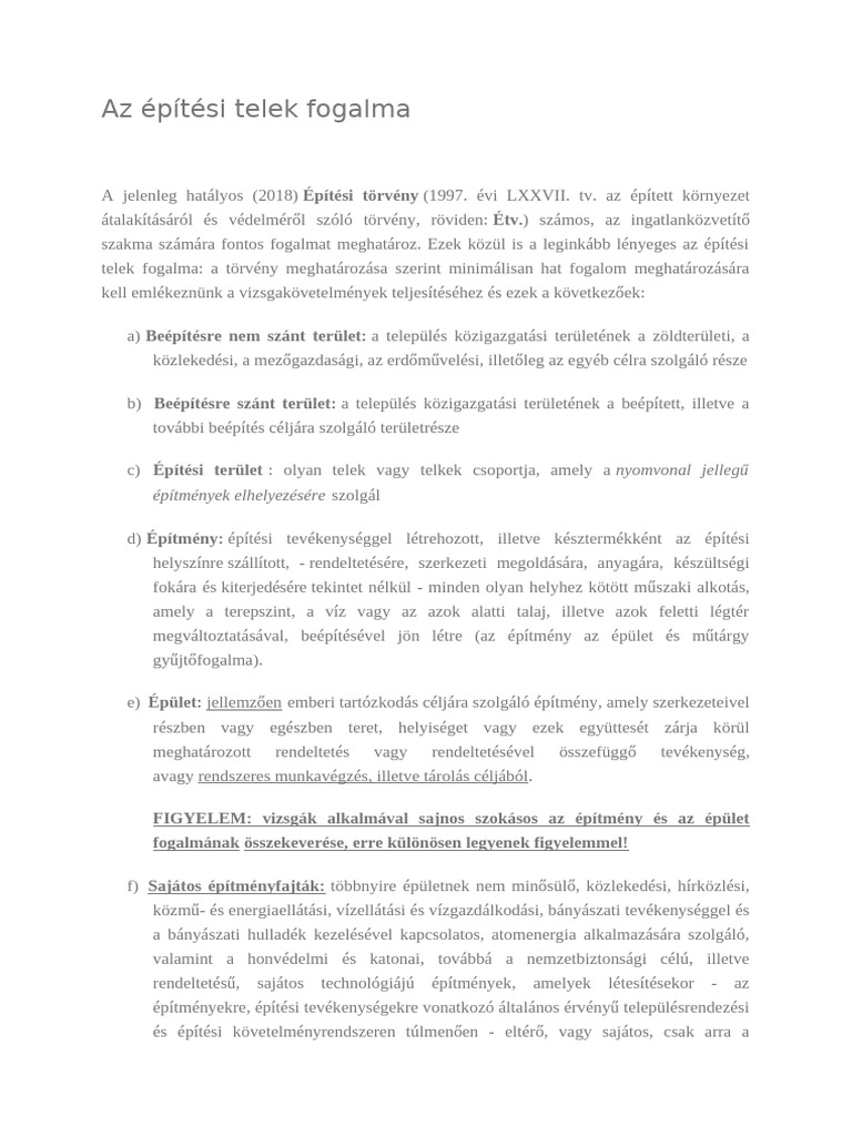 1_Az építési telek fogalma | PDF