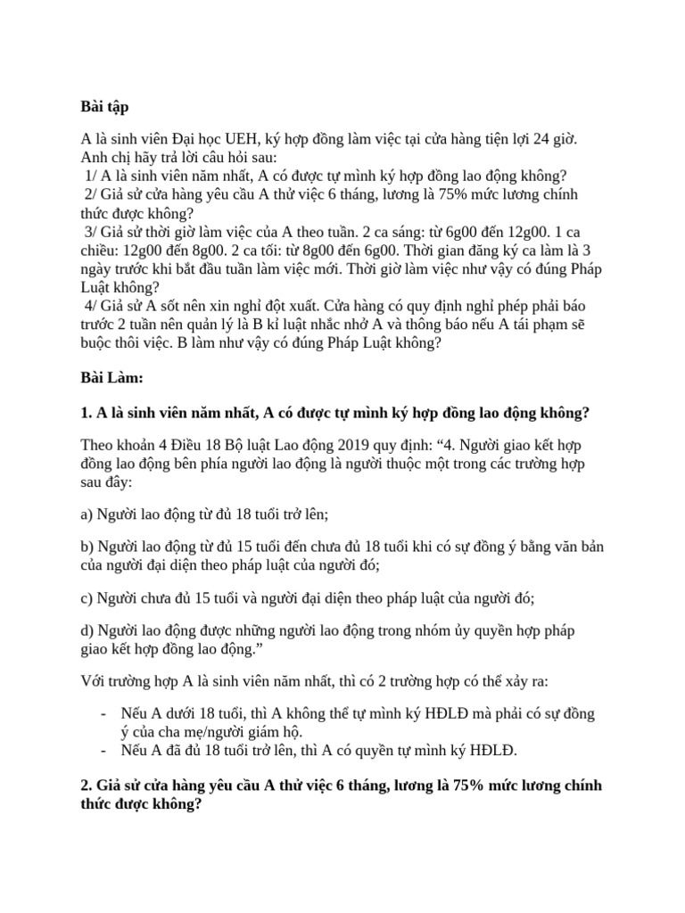 Bài Tập LKD 2 | PDF