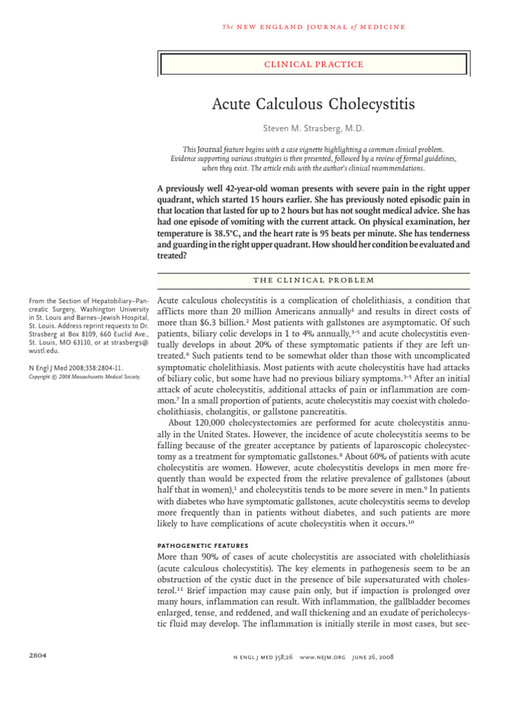 Acute Calculous Cholecystitis | PDF | Medical Specialties | Clinical ...