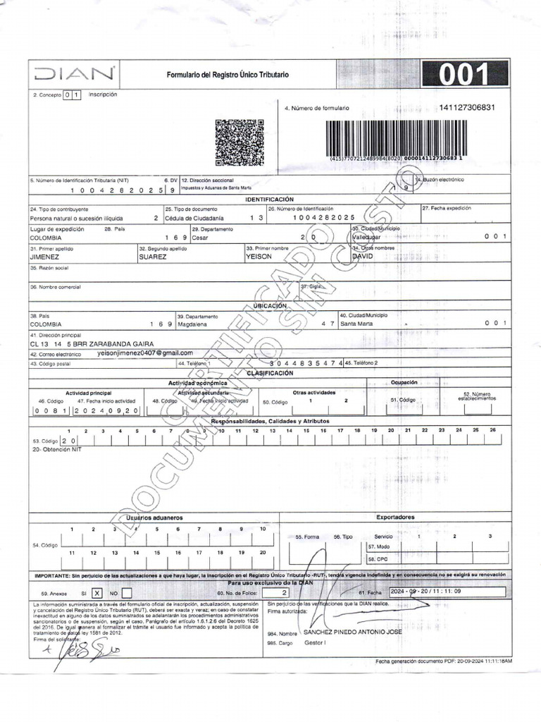 Yeison Jiménez - RUT | PDF