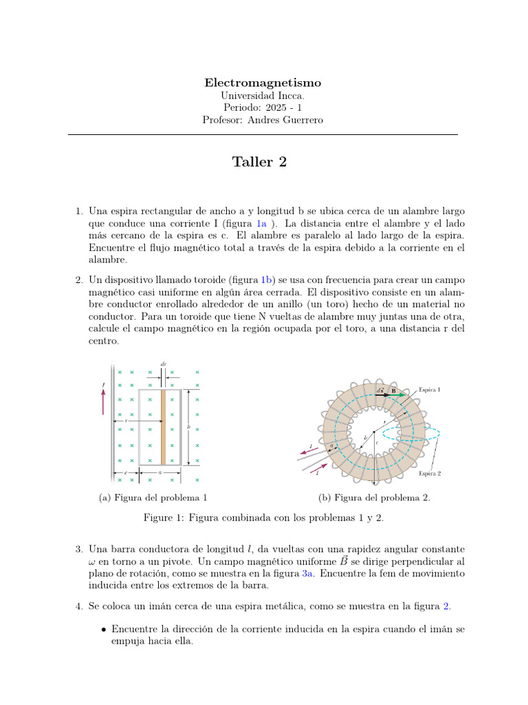 Taller 3corte Electromagnetismo | PDF | Corriente eléctrica | Inducción electromagnética