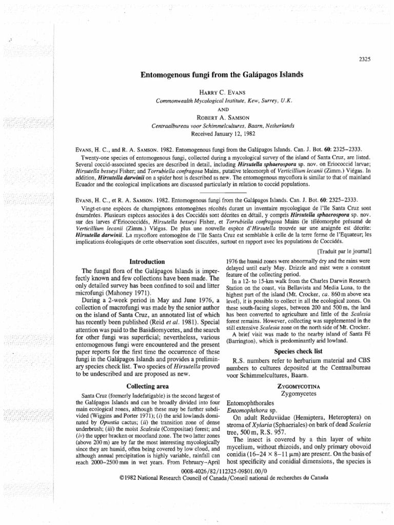 Entomogenous fungi from the Galapagos Islands | PDF | Biology | Organisms