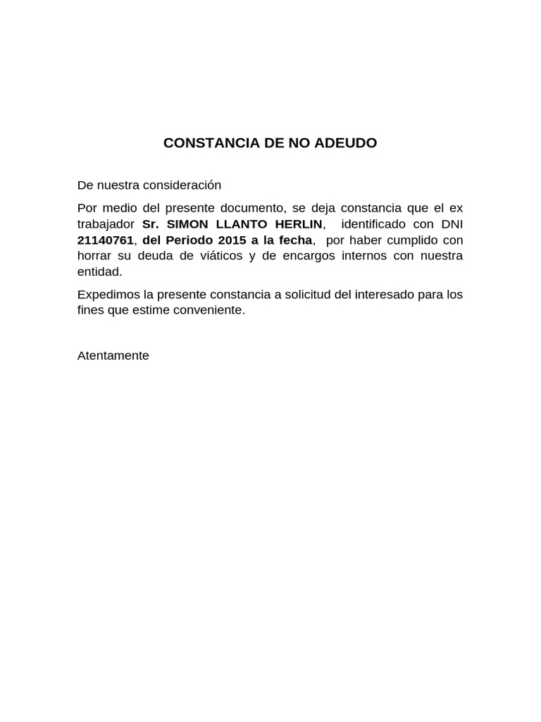 Constancia de No Adeudo | PDF