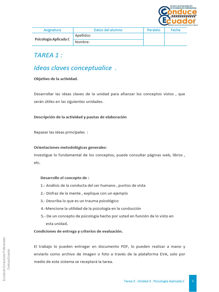 Tarea 1 Psicologia Aplicada U1 | PDF | Sicología | Las emociones