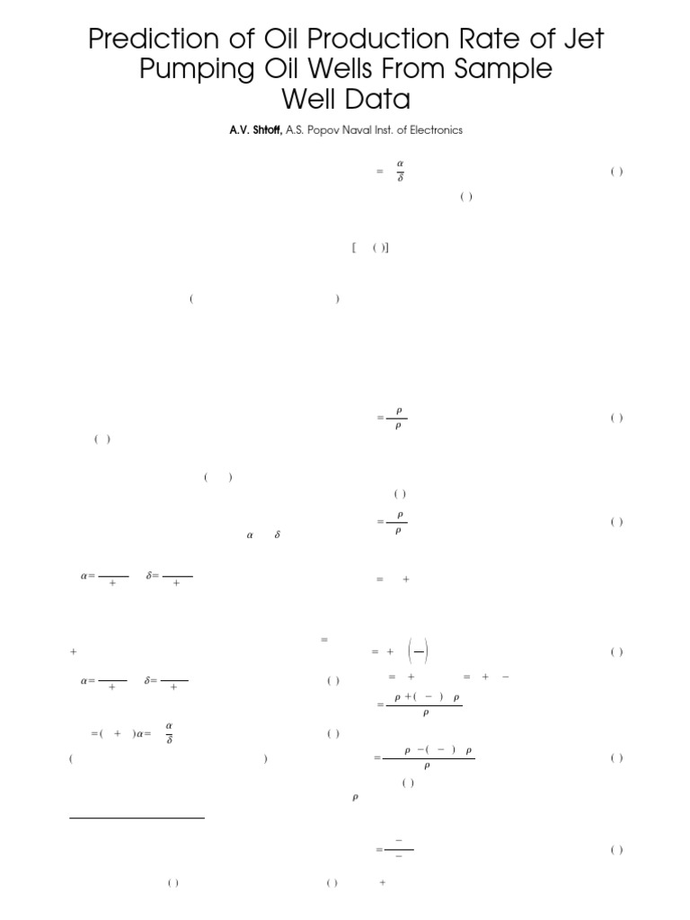 ART - Prediction of Oil Production Rate of Jet Pumping Oil Wells | PDF ...