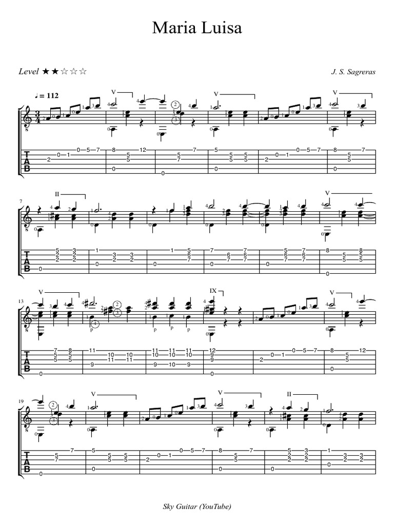 Maria Luisa (Sky Guitar #147) L2 (TAB) | PDF