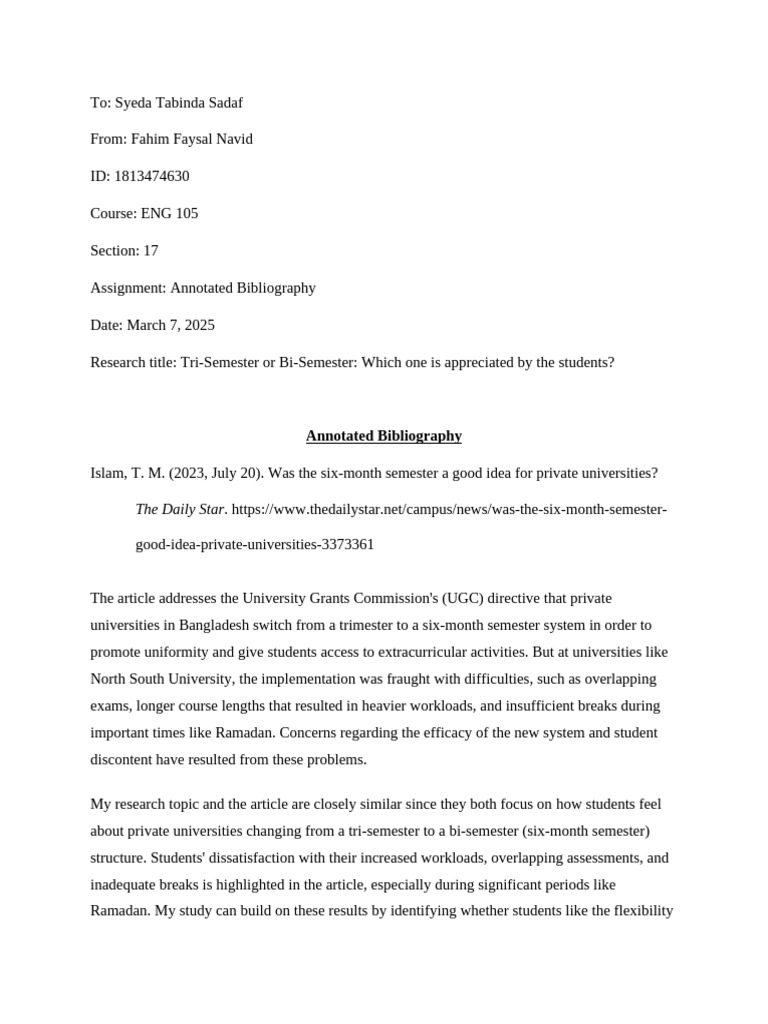 Annotated Bibliography (Assignment) | PDF | Academic Term | Curriculum