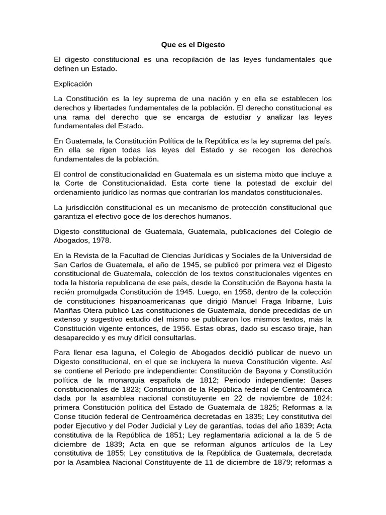 Que Es El Digesto | PDF | Constitución | Guatemala