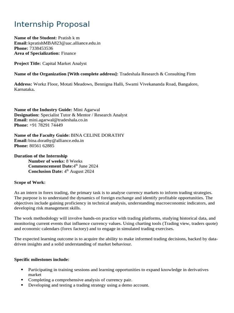Internship Proposal | PDF