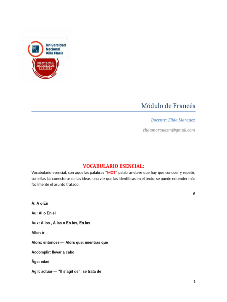 Vocabulario Esencial | PDF