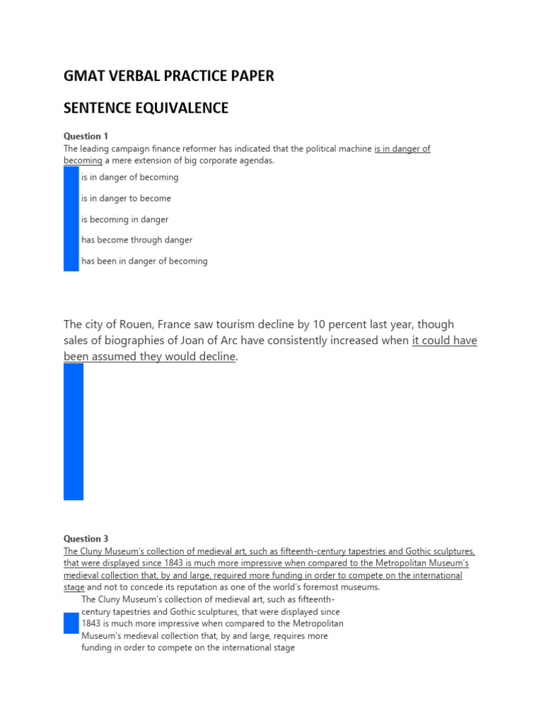 GMAT Verbal Practice Paper 5 | PDF | Electromagnetism