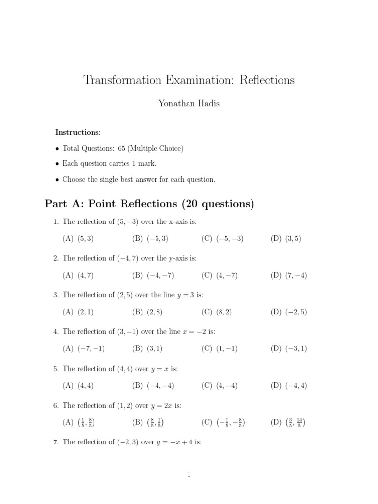 Reflection Multiple Choice 2 | PDF | Geometric Shapes | Euclid
