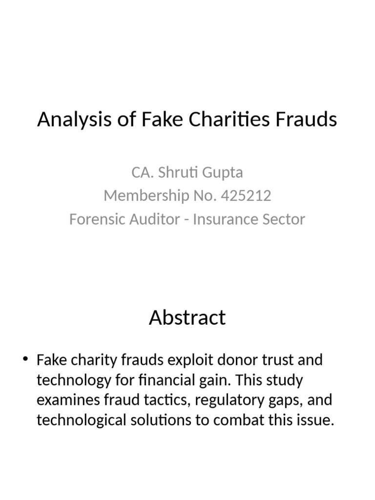 Detailed Fake Charities Fraud Presentation | PDF | Charitable ...