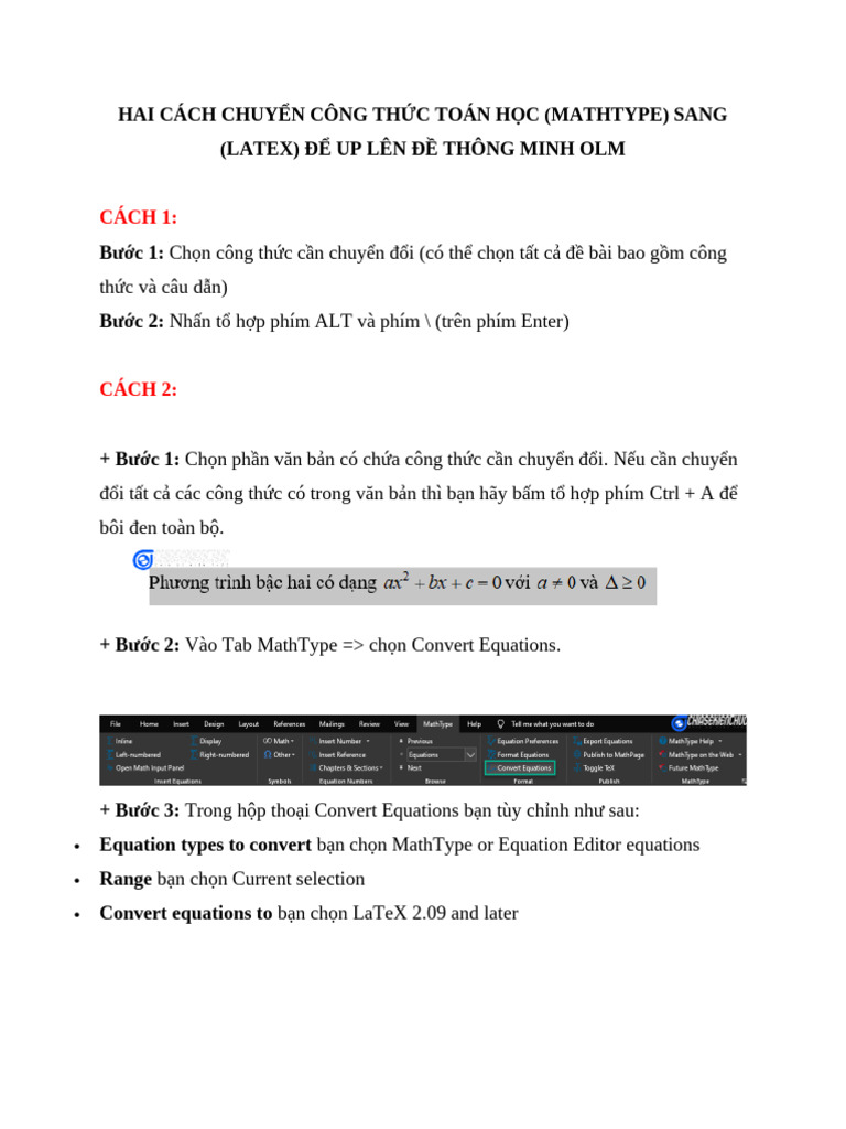 Hai Cach Chuyen Cong Thuc Toan Hoc Mathtype Sang Latex | PDF