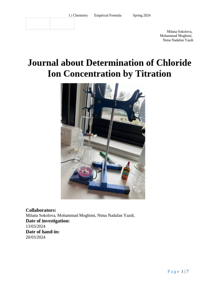 Titration Journal Oo by Carsten | PDF | Titration | Chemistry
