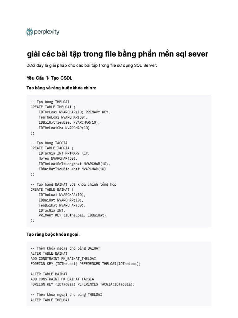 giải các bài tập trong file bằng phần mền sql seve | PDF