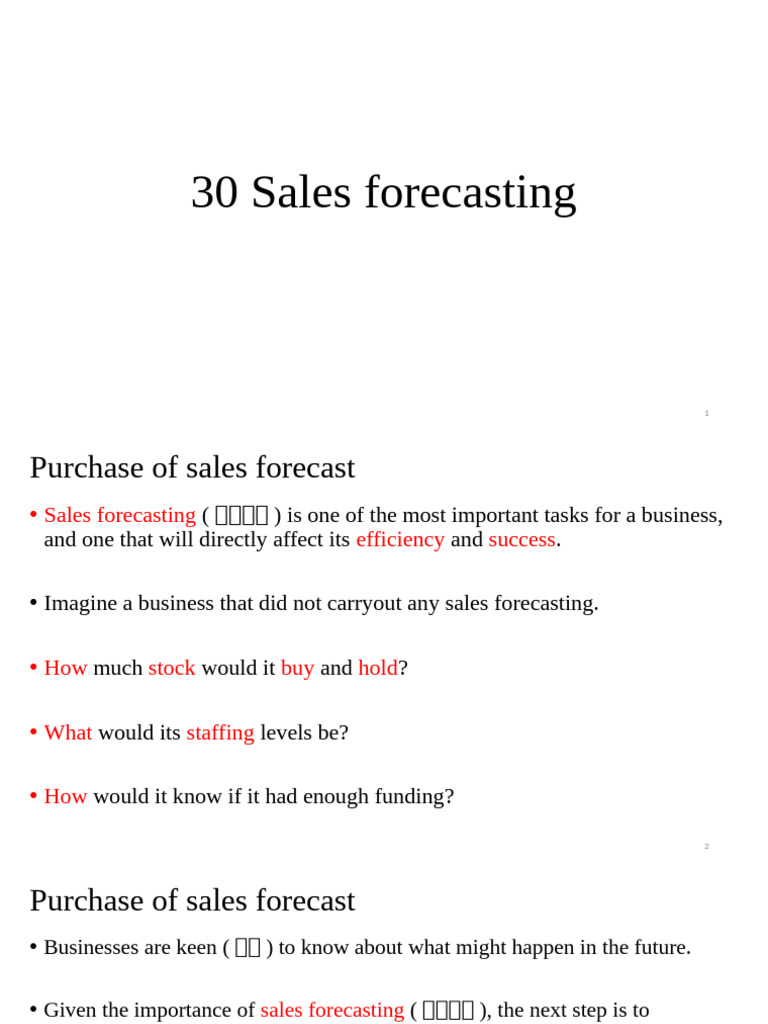 30 Sales Forecasting | PDF | Forecasting | Economics