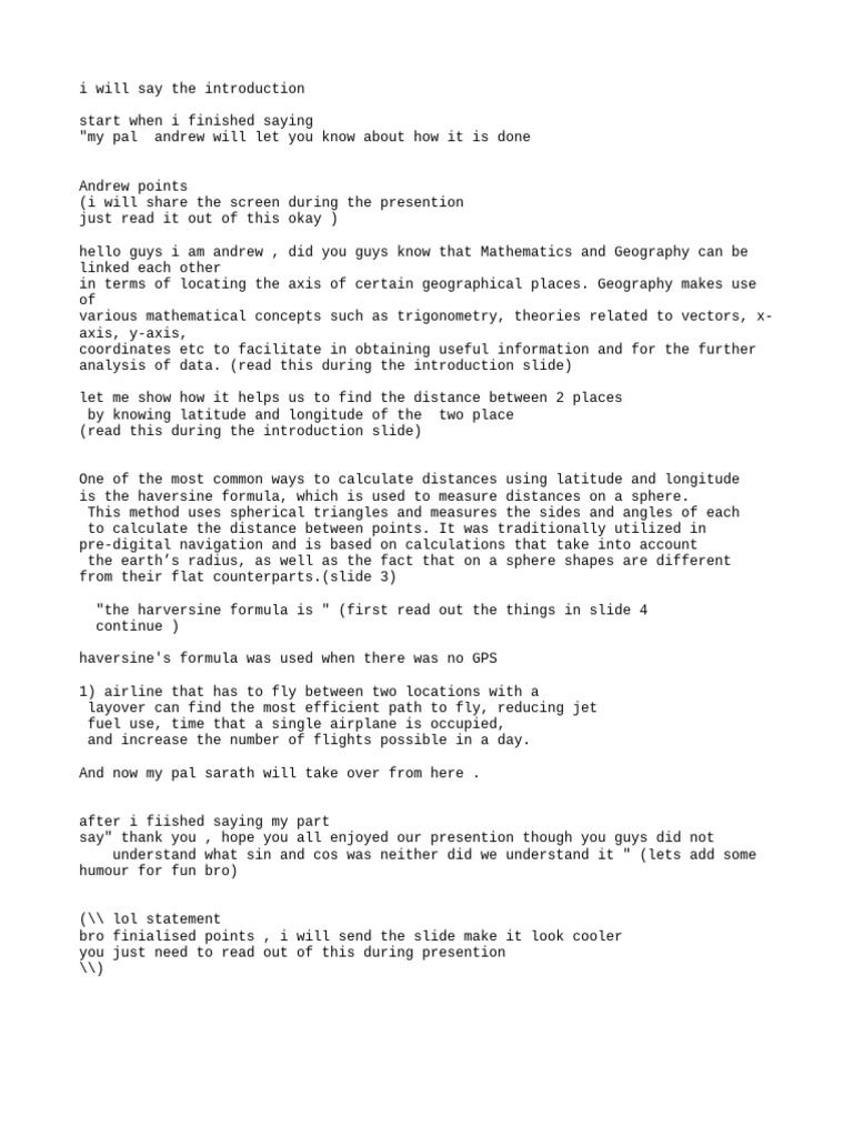 Andrew's Points On Math Presention | PDF