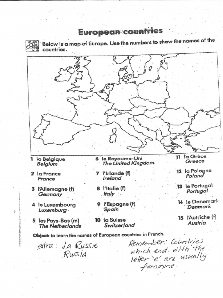 Names of Countries and Map WKSHT | PDF