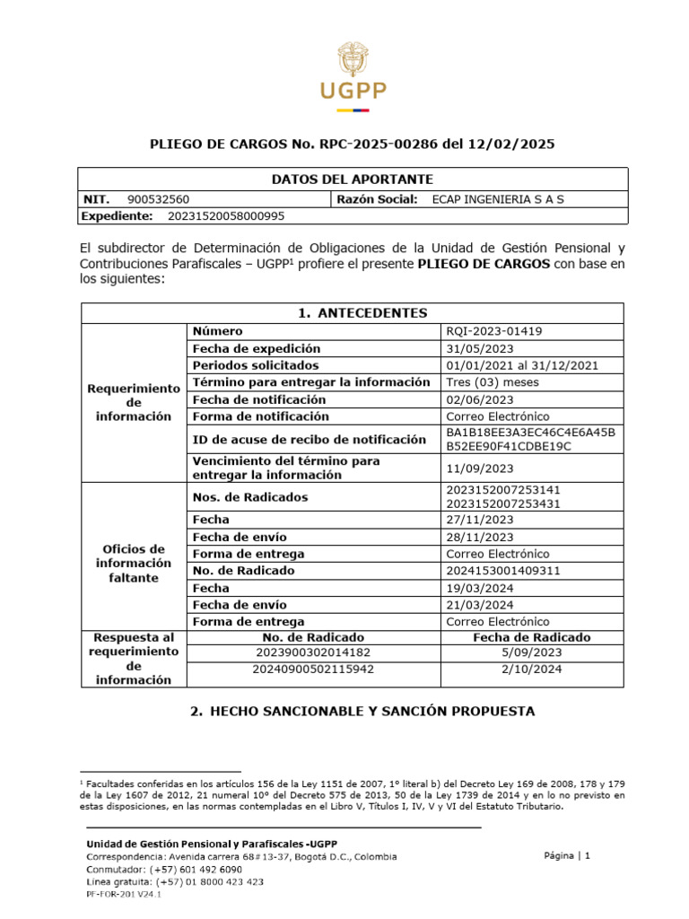 Pliego de Cargos ECAP | PDF