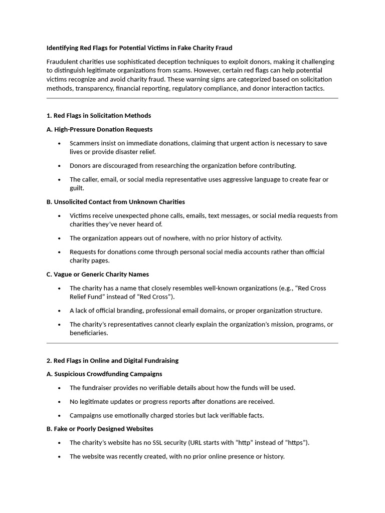 Identifying Red Flags For Potential Victims | PDF | Charitable ...