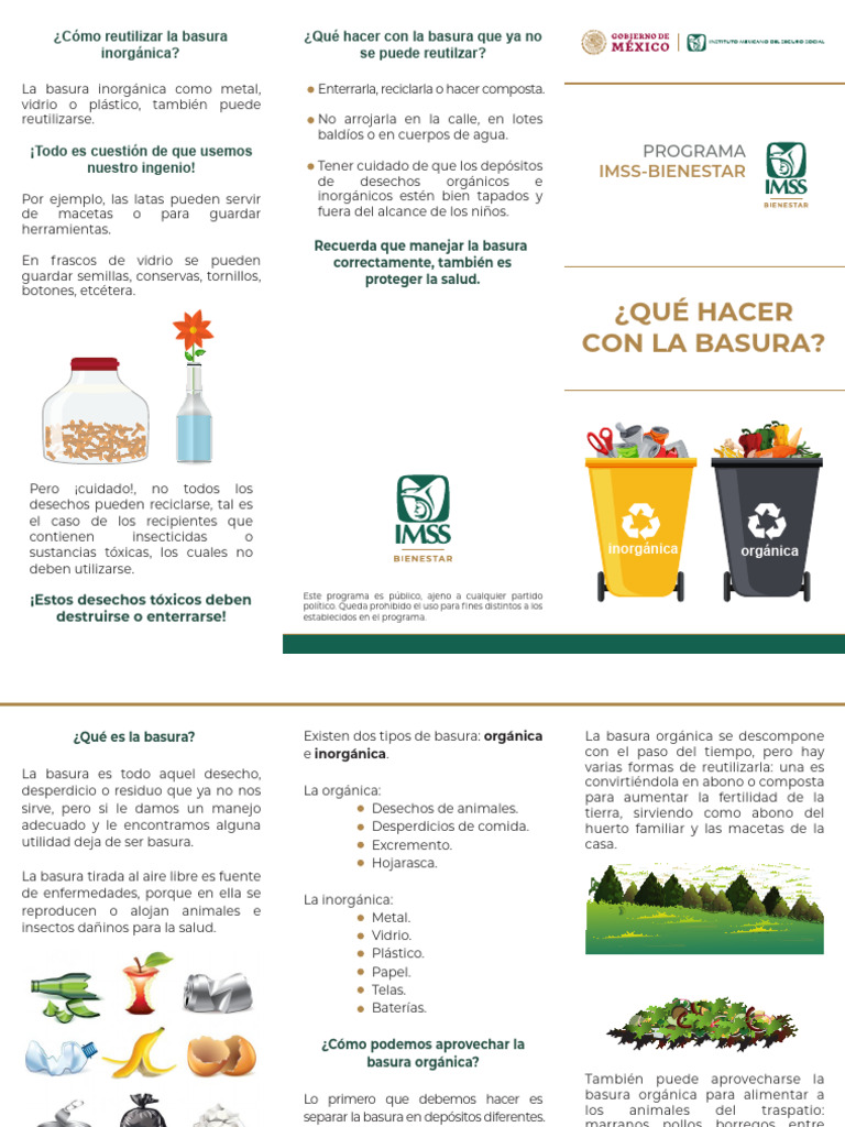 Triptico Manejo de Basura 2020 Carta | PDF | Residuos | Compost