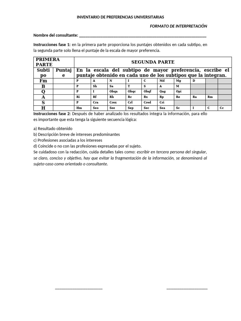 Formato Interpretacion IPU 2 | PDF