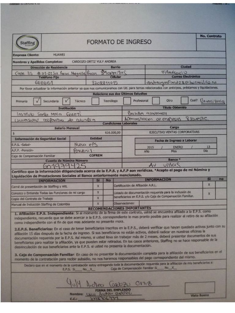 Formato de Ingreso 1 | PDF