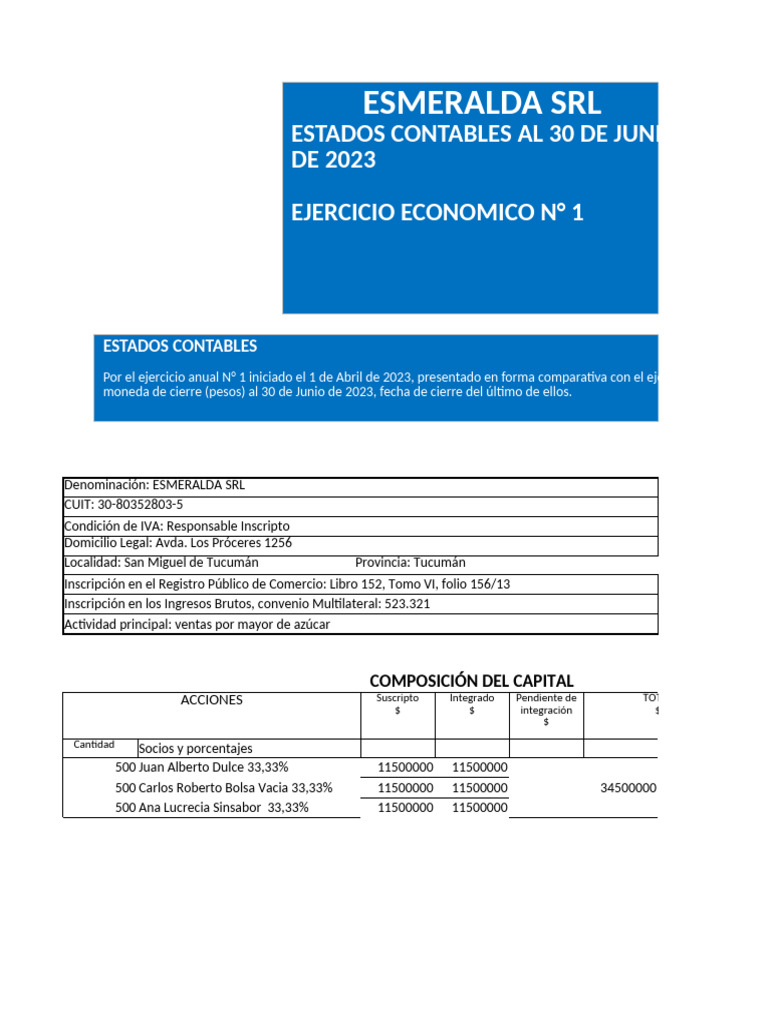 Eecc Esmeralda SRL Ari y Tete | PDF | Bancos | Valor neto