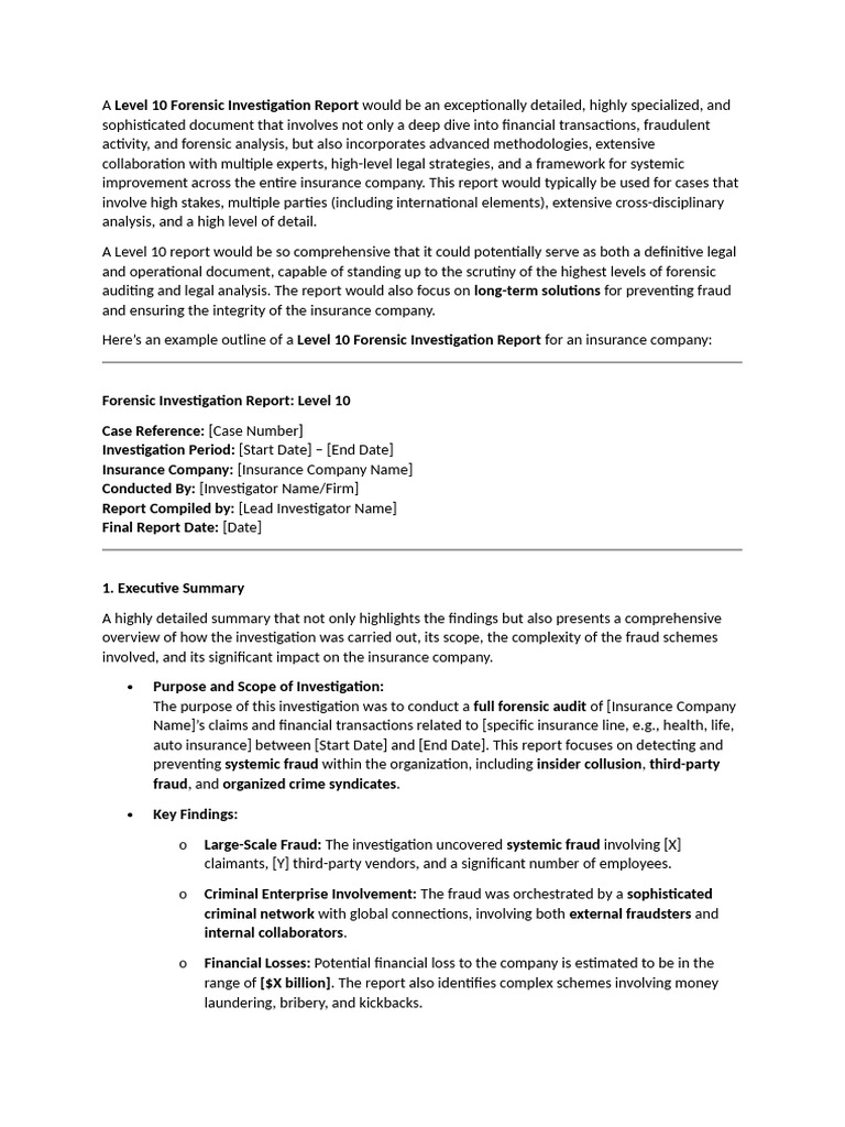 Level 10 Forensic Investigation Report | PDF | Fraud | Bribery