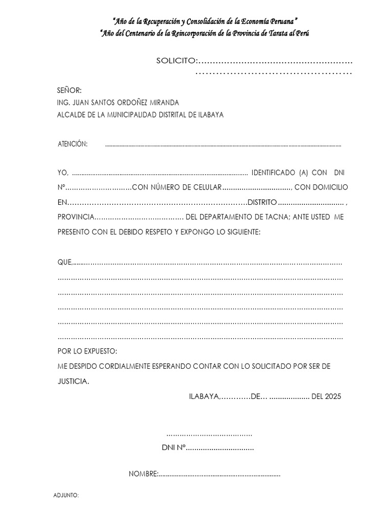 Formato Solicitud 2025 | PDF