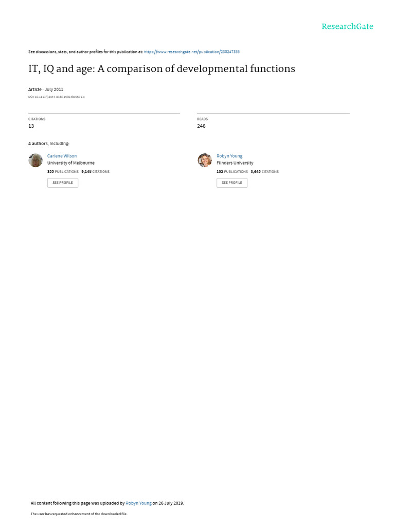 IT IQ and Age A Comparison of Developmental Functi 250325 114023 | PDF ...