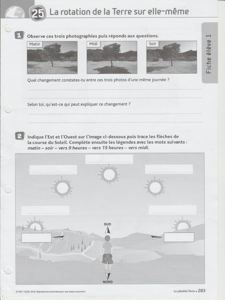 Exercices - Rotation - Terre - Copie | PDF