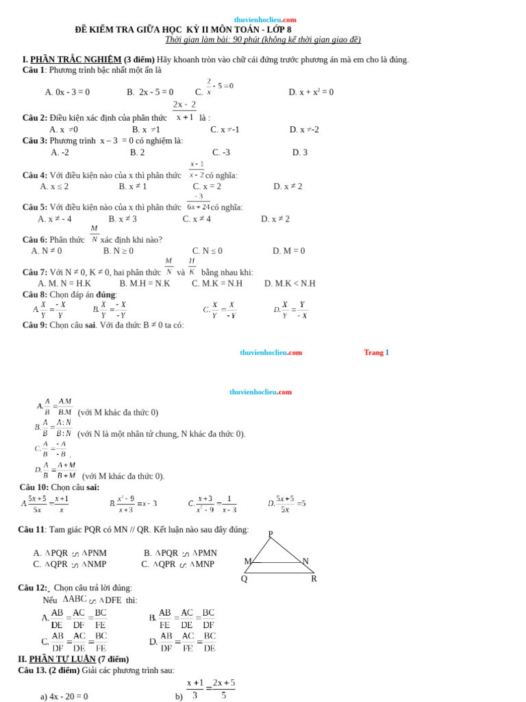 Bo 4 de Kiem Tra Giua HK2 Toan 8 KNTT Co Dap An | PDF