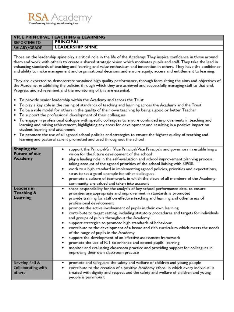 Vice Principal Training and Leadership Roles | PDF | Learning | Leadership