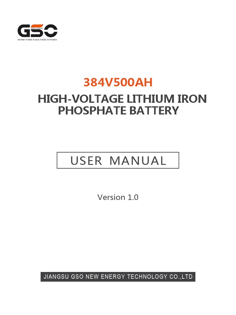 384V500AH Lithium Battery User Manual | PDF | Power Supply | Switch