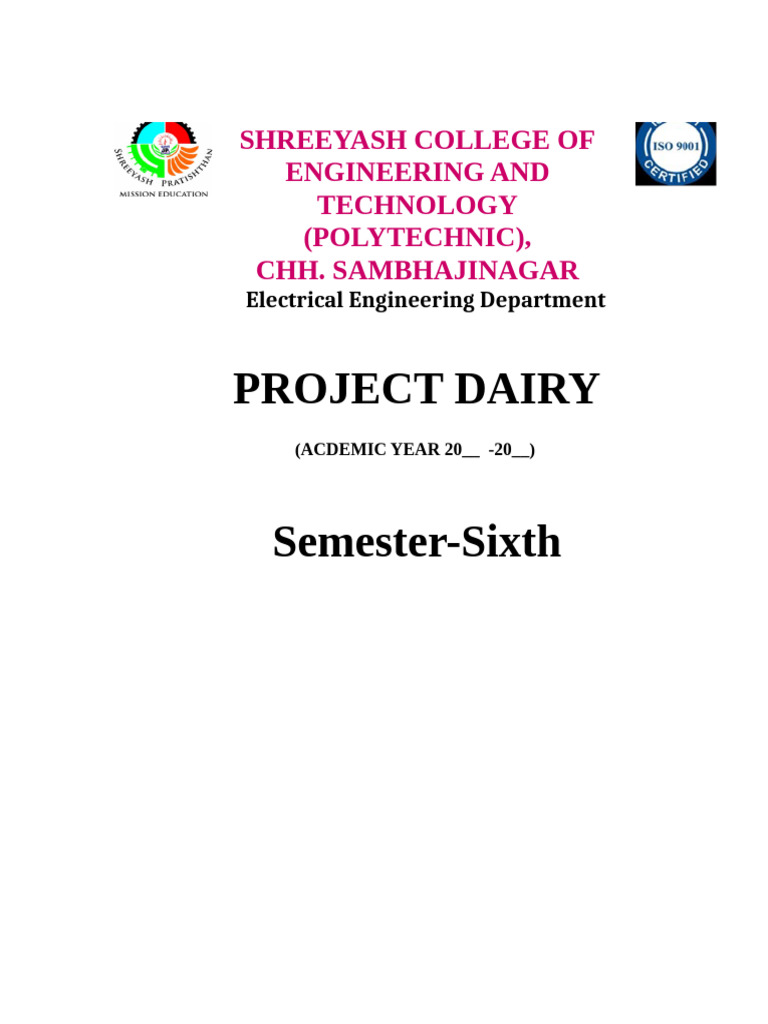 Project Diary for Electrical Engineering | PDF