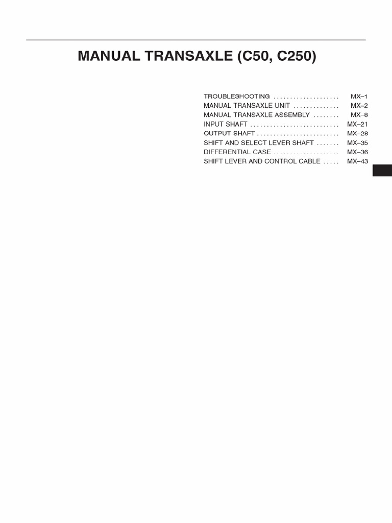 C50, C250 Manual Transaxle | PDF
