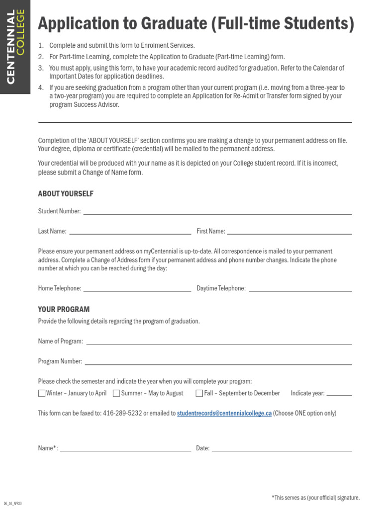 Application To Graduate Form1 | PDF