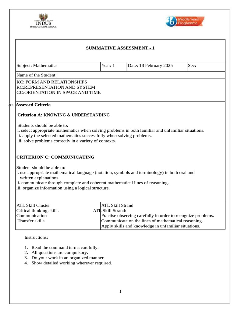 SUMMATIVE ASSESSMENT 1 (18 FEB) - Crime - Copy | PDF | Mathematics | Reason