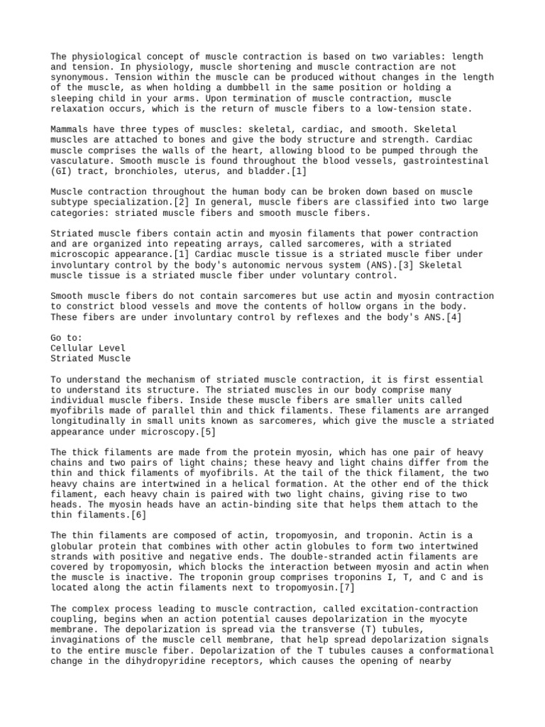 Mechanisms of Muscle Contraction Explained | PDF | Muscle Contraction ...