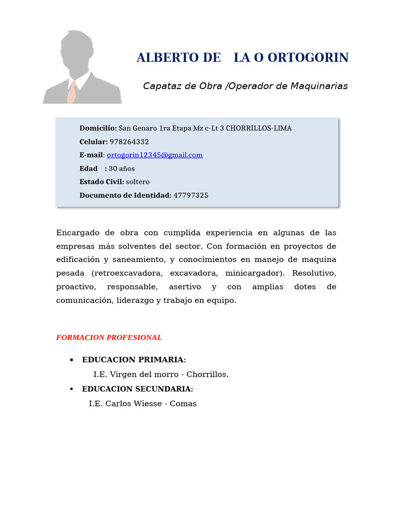 CV - Alberto de La o Ortogorin 2023 PDF | PDF | Alcantarillado | Colector de aguas pluviales