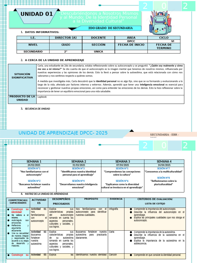Unidad 01 DPCC 2° Actualizada | PDF | Aprendizaje | Las emociones