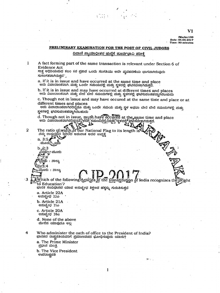Civil Judges Preliminary Exam Questions | PDF | Common Law | Justice