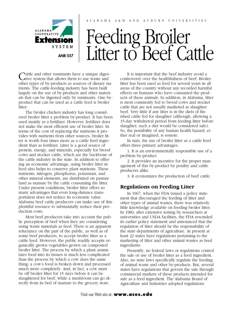 = Feeding Broiler Litter to Beef Cattle | PDF | Manure | Cattle