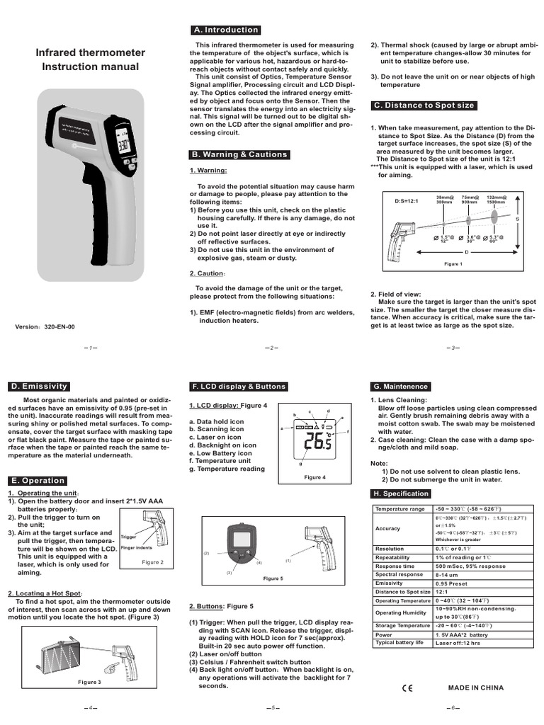 Infrared Thermometer Manual | PDF | Applied And Interdisciplinary Physics