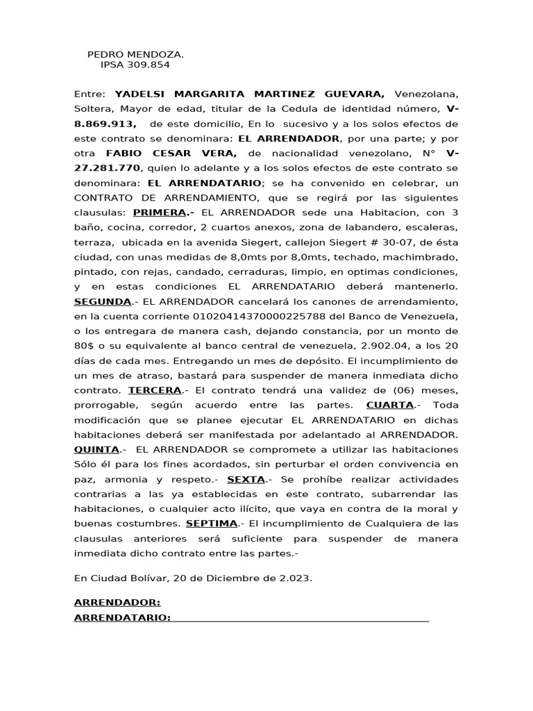 Contrato Arrend Yade | PDF