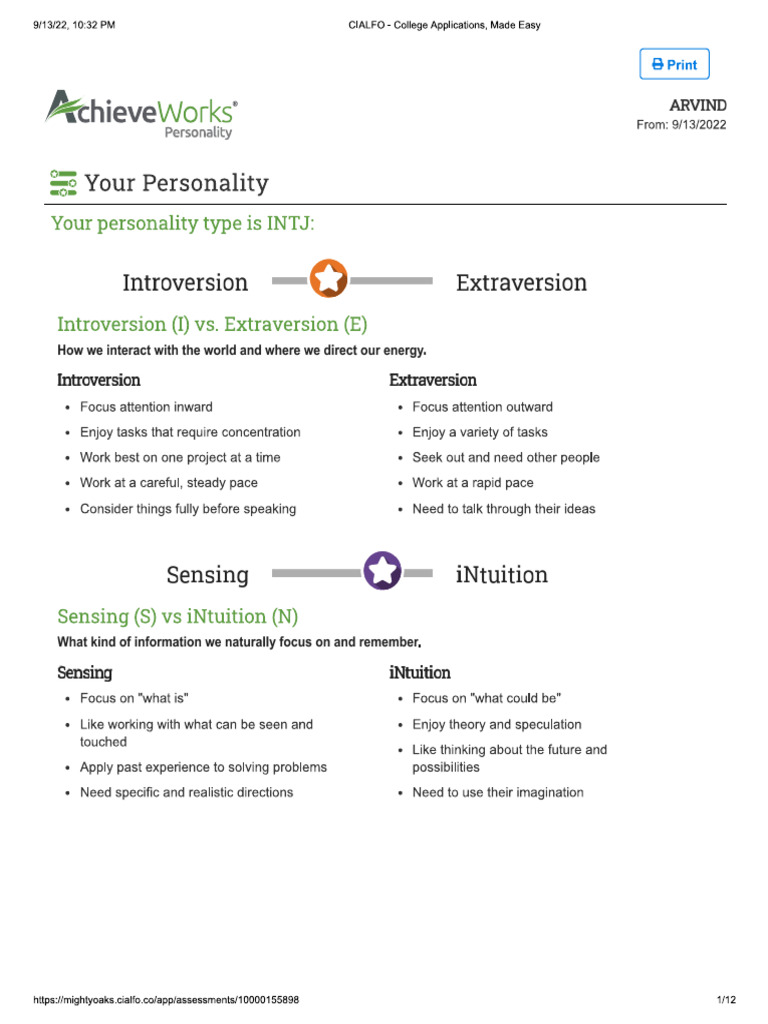 My Personality - CIALFO | PDF