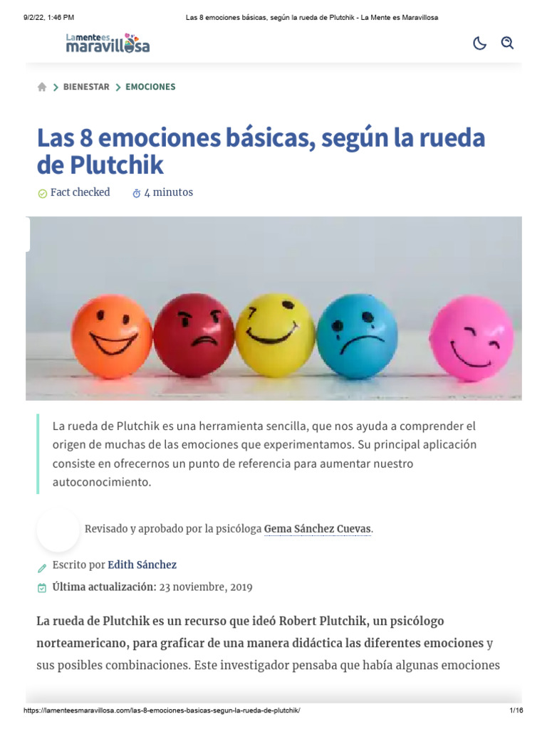 8 Emociones Básicas de Plutchik | PDF | Las emociones | Sicología